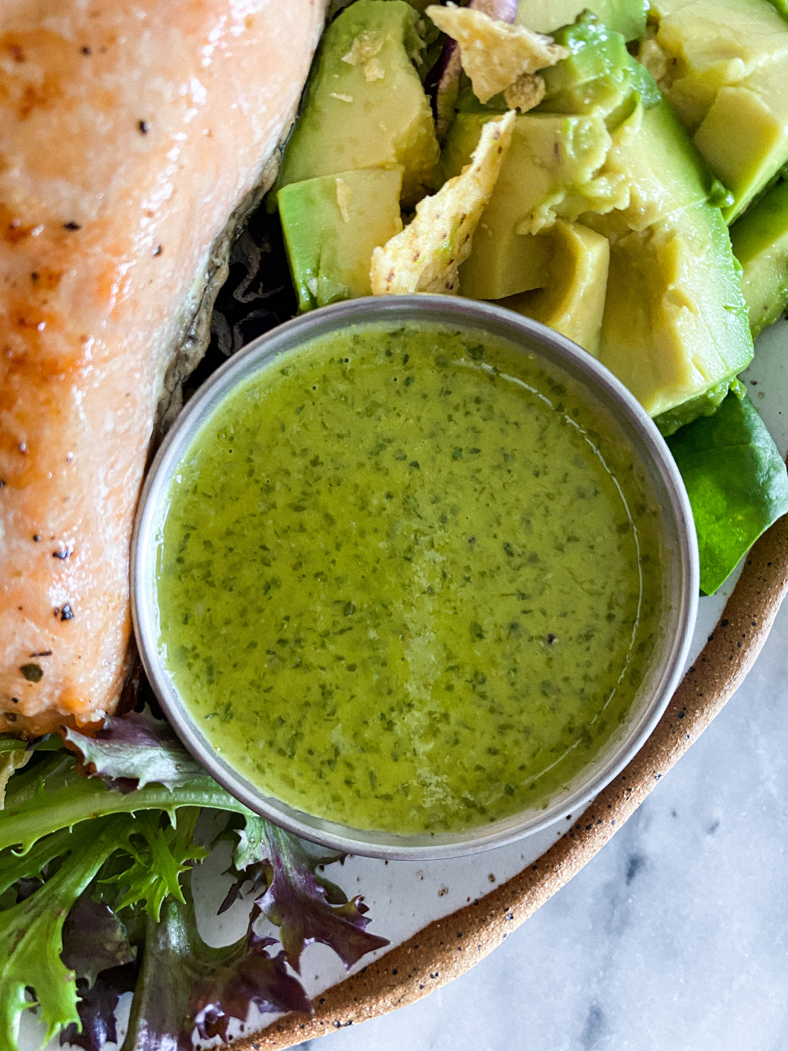 Guacamole Greens Salad with Cilantro Lime Vinaigrette - Winnie's Kitchen