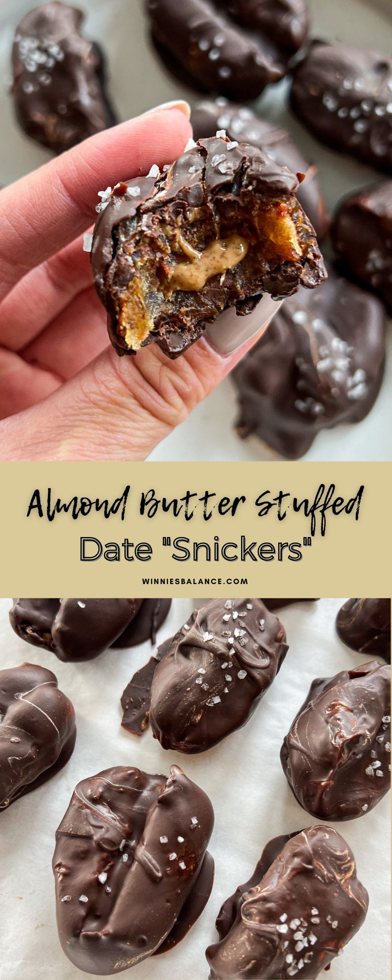 Almond Butter Stuffed Date "Snickers" - Winnie Kison
