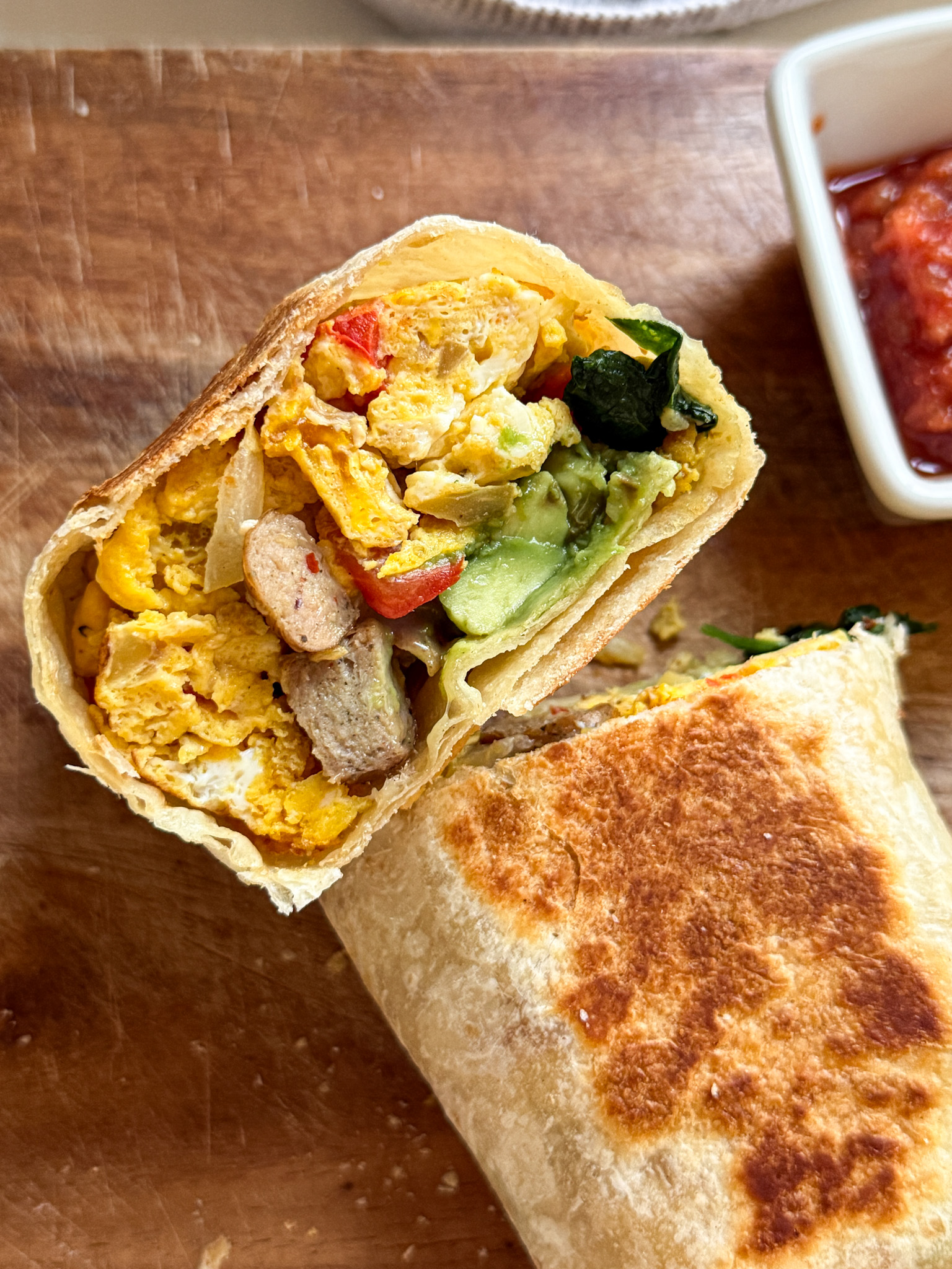 Breakfast Burrito with Eggs & Chicken Sausage - Winnie Kison
