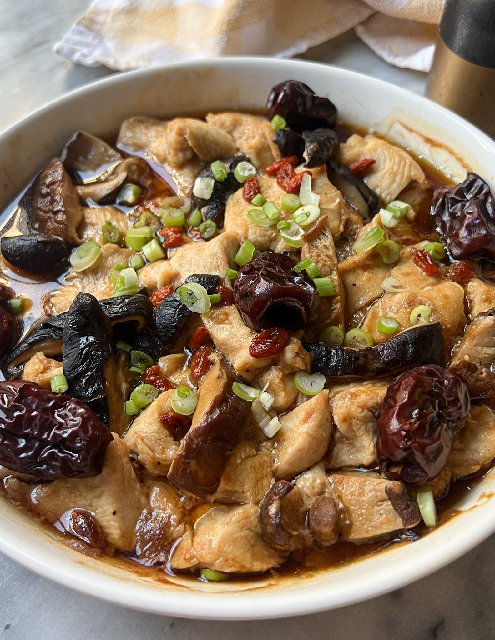 Chinese Steamed Chicken with Red Dates & Shiitake Mushrooms - Winnie Kison