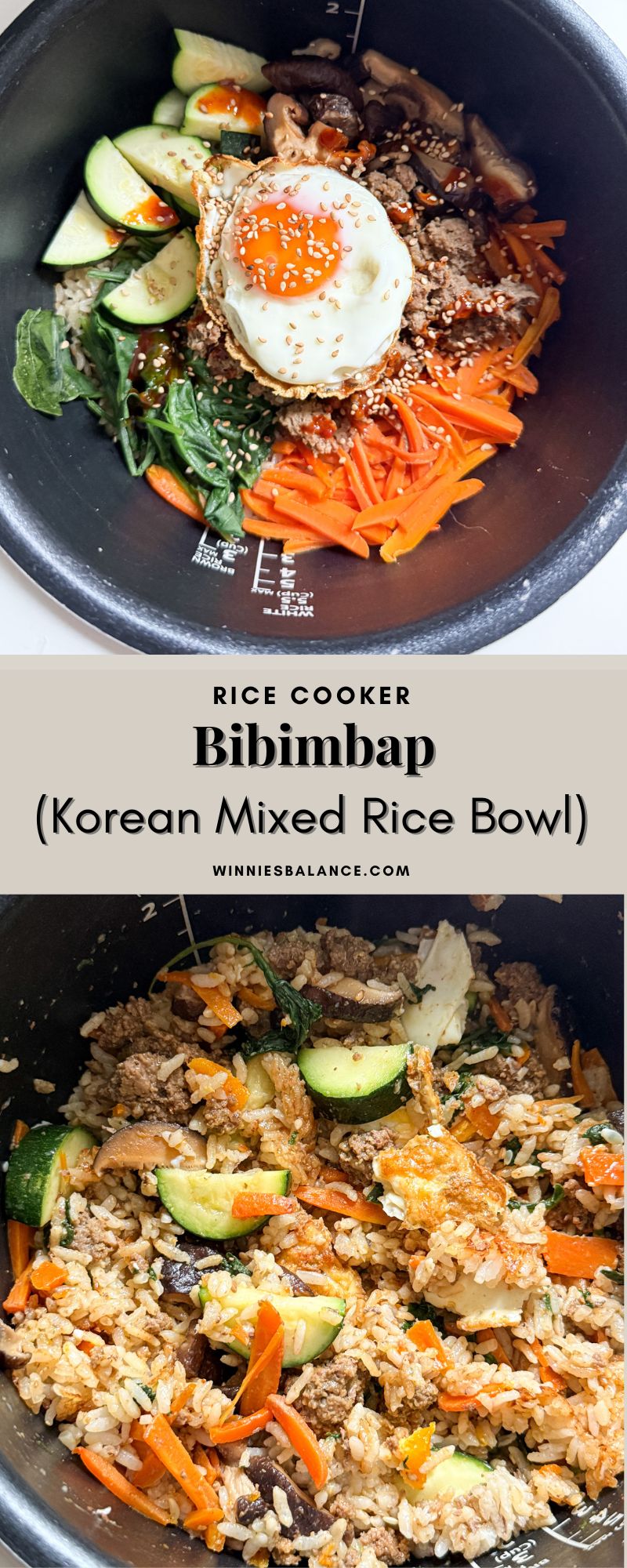 Rice Cooker Bibimbap (Korean Mixed Rice Bowl) - Winnie Kison