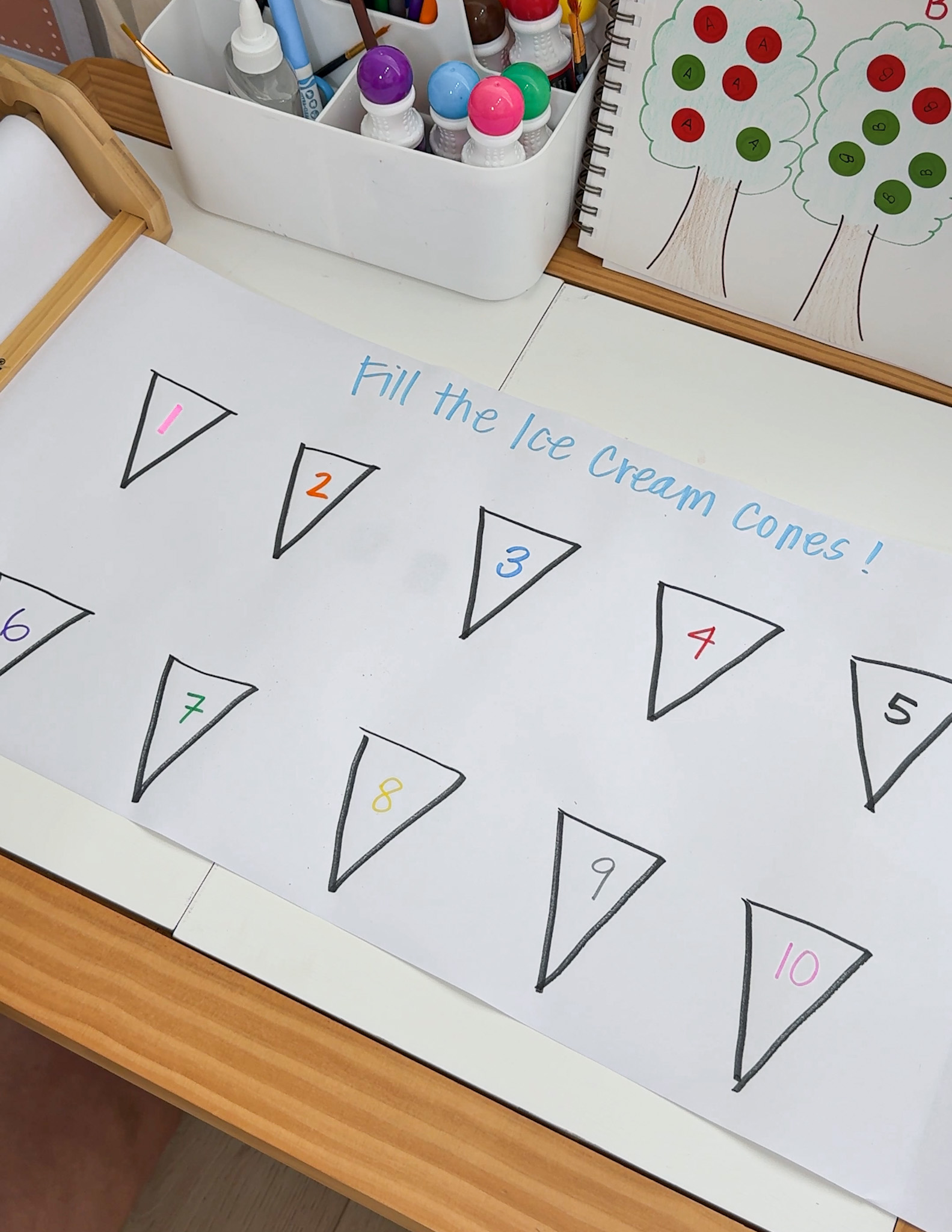 Pom-Pom Ice Cream Counting Activity (Pre-Math Skills for Toddlers ...