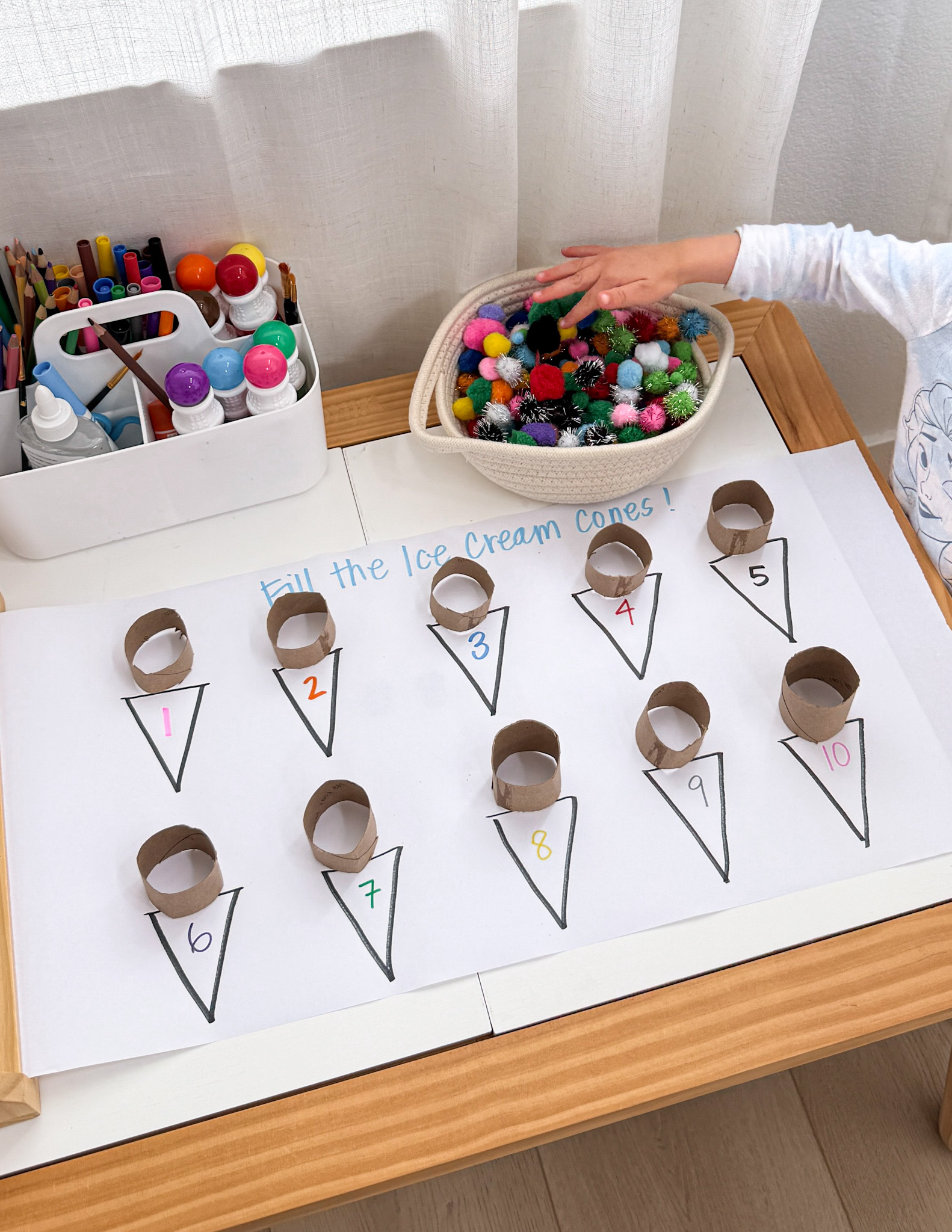 Pom-Pom Ice Cream Counting Activity (Pre-Math Skills for Toddlers ...